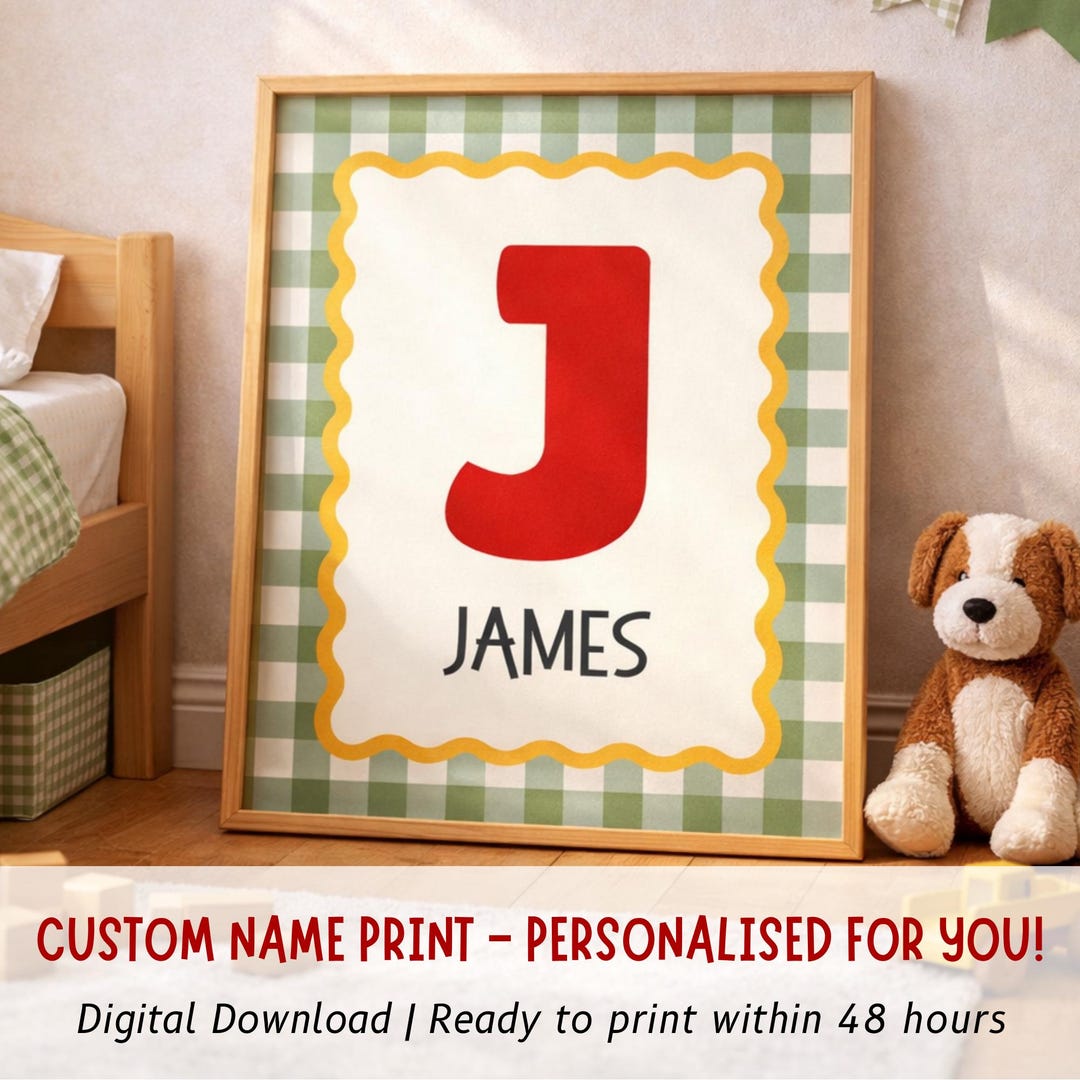 Personalised Boho Initial Print for Kids – Custom Name Wall Art ...