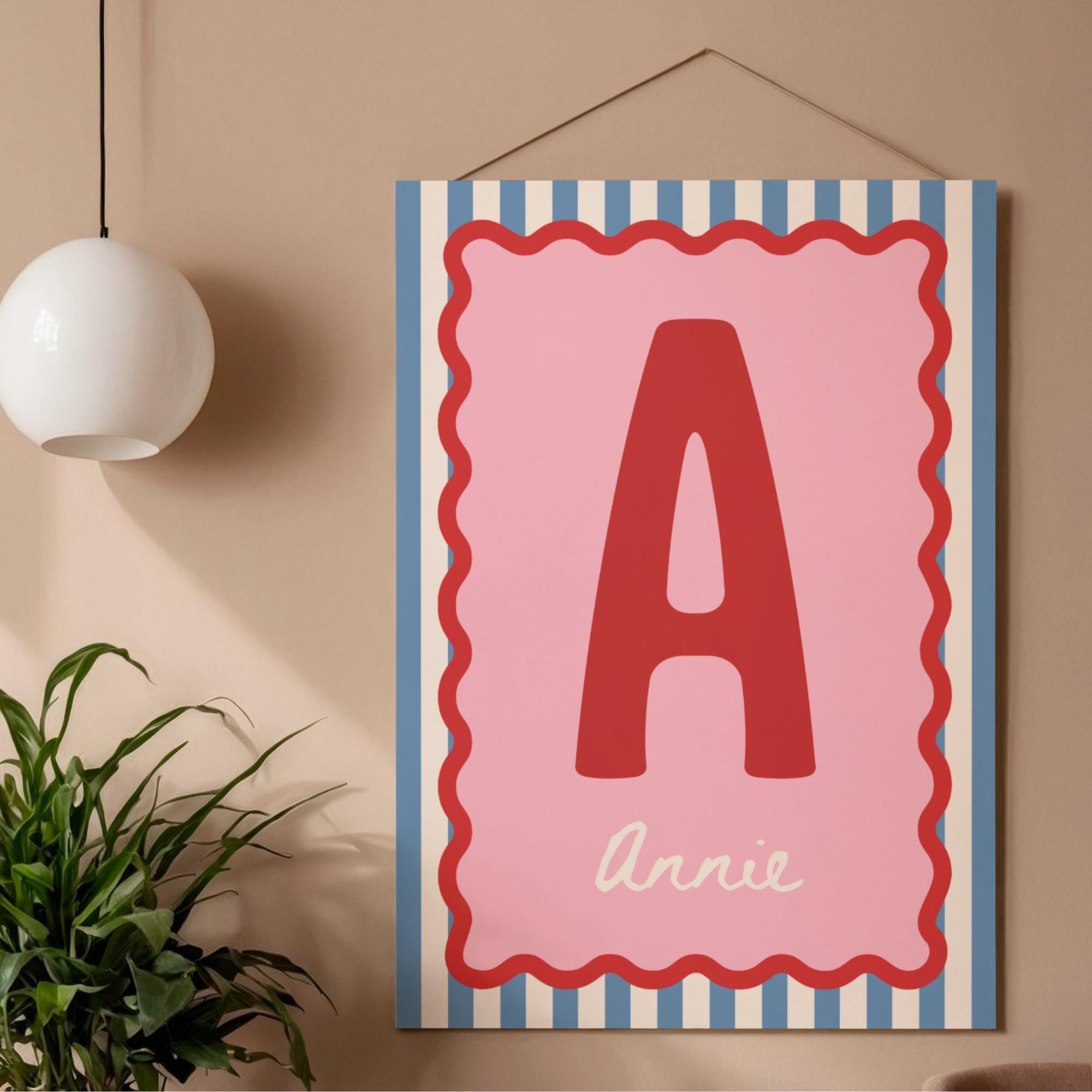 Personalised Girls Initial Print – Custom Name Wall Art – Pink Kids ...