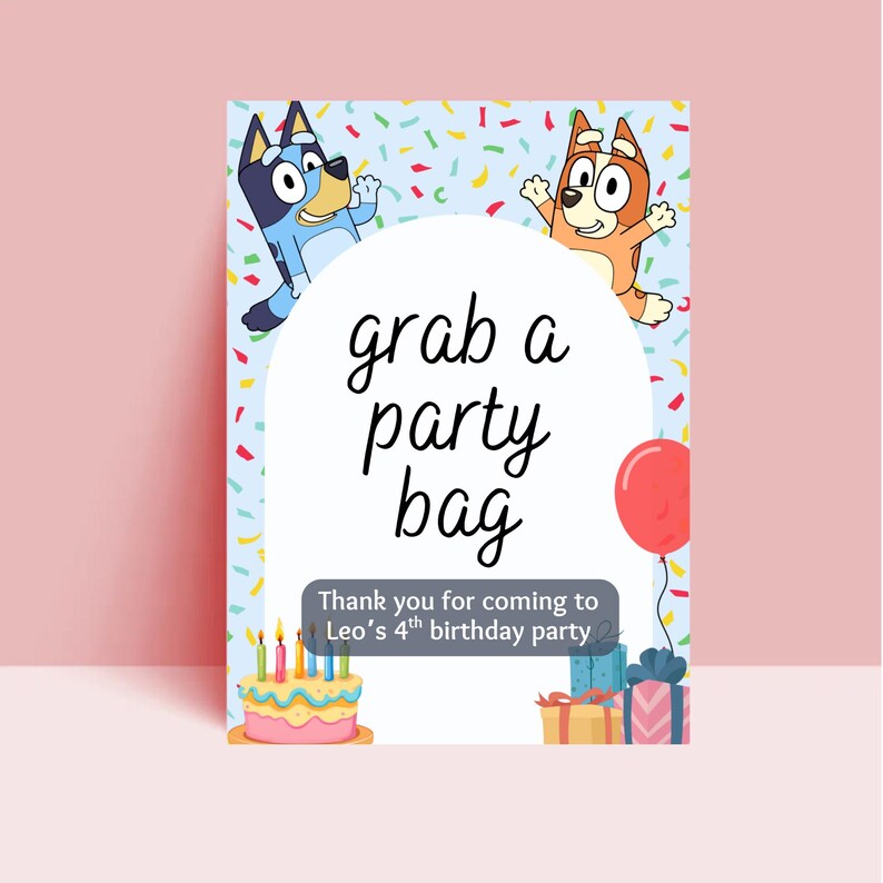 Printable Bluey Birthday Welcome Sign | Editable Kids Party Sign ...