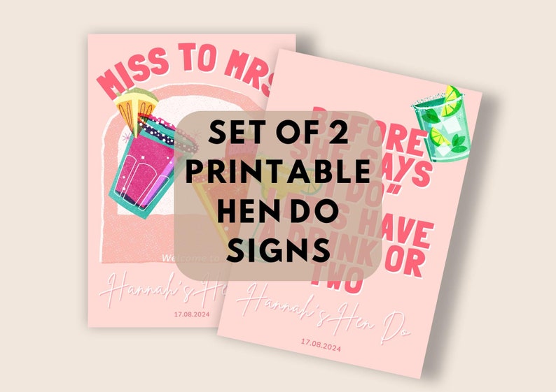 Editable Template for Hen Do Cocktail Party Welcome Sign Printable ...