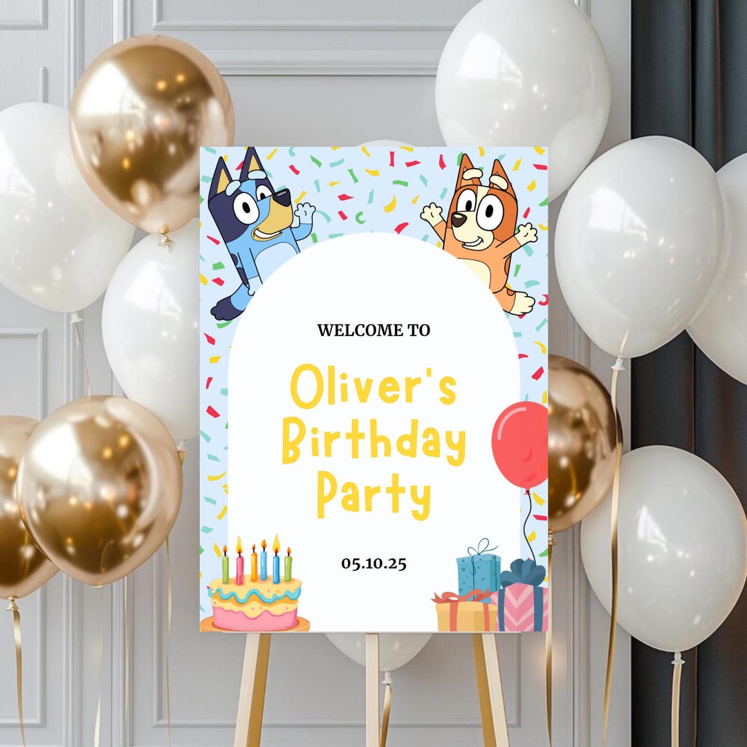Printable Bluey Birthday Welcome Sign | Editable Kids Party Sign ...
