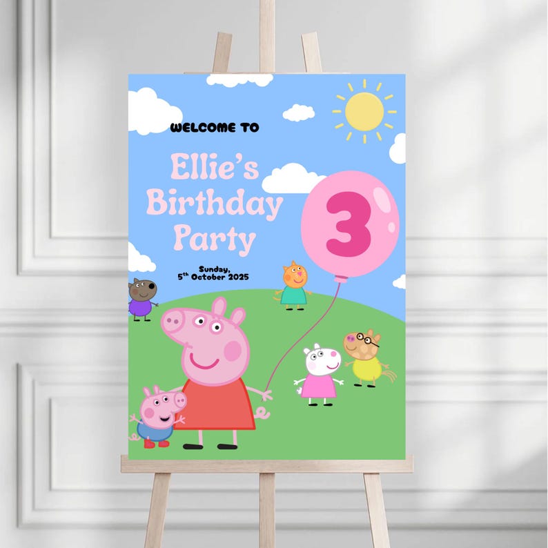 Editable Pig Theme Birthday Party Welcome Sign | Printable Peppa ...