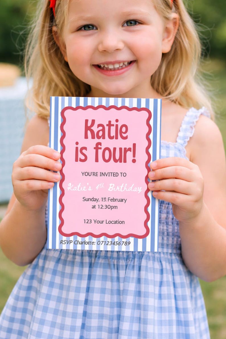 Editable Girls Birthday Invitation Template | Initial Birthday Invite ...
