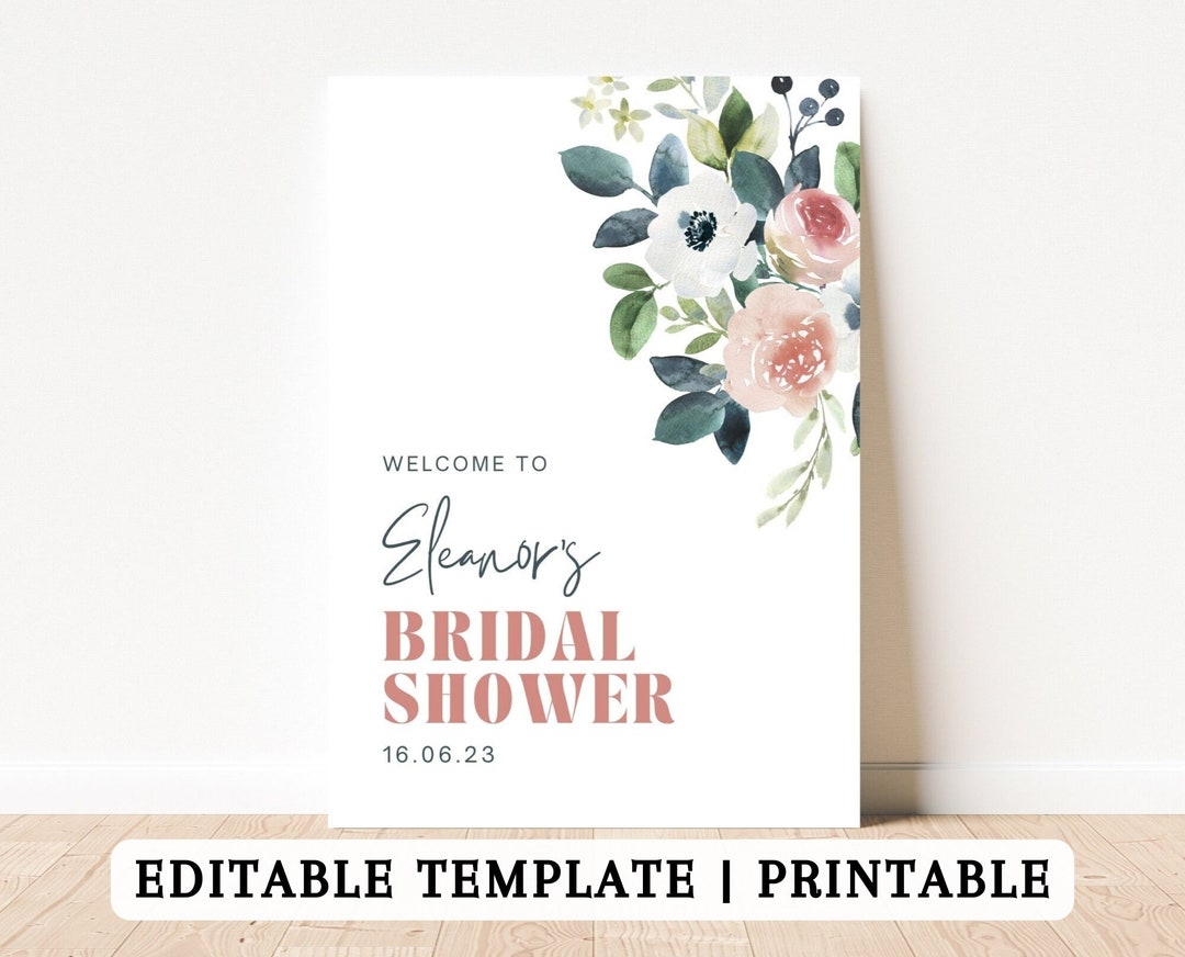 Editable Template for Hen Do Floral Party Welcome Sign Printable ...