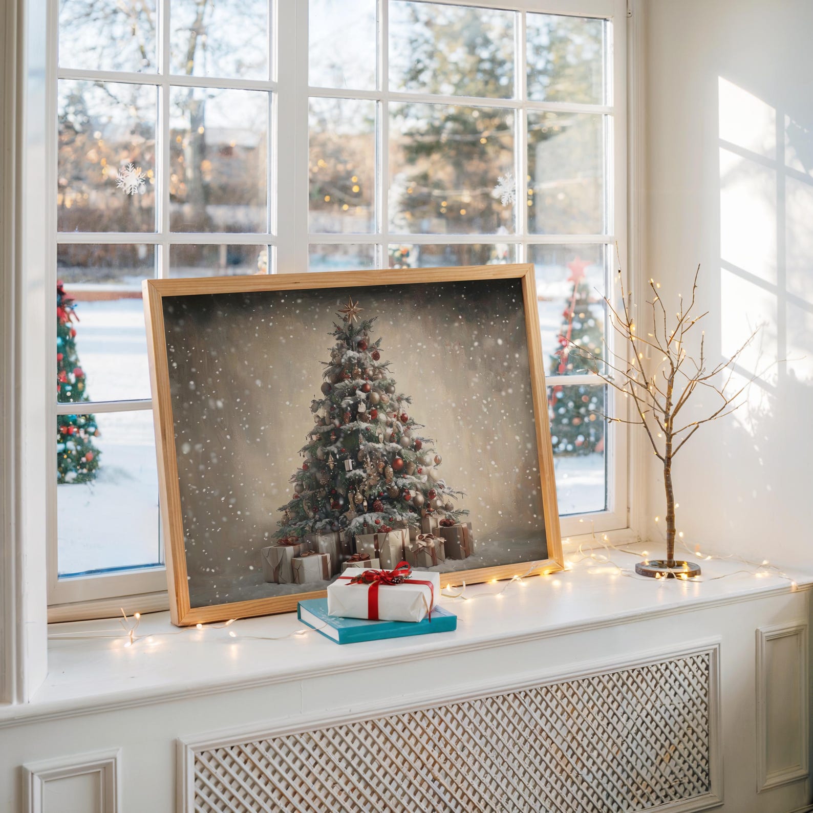 Vintage Christmas Tree Printable - Rustic Holiday Wall Art, Snowy Decor ...