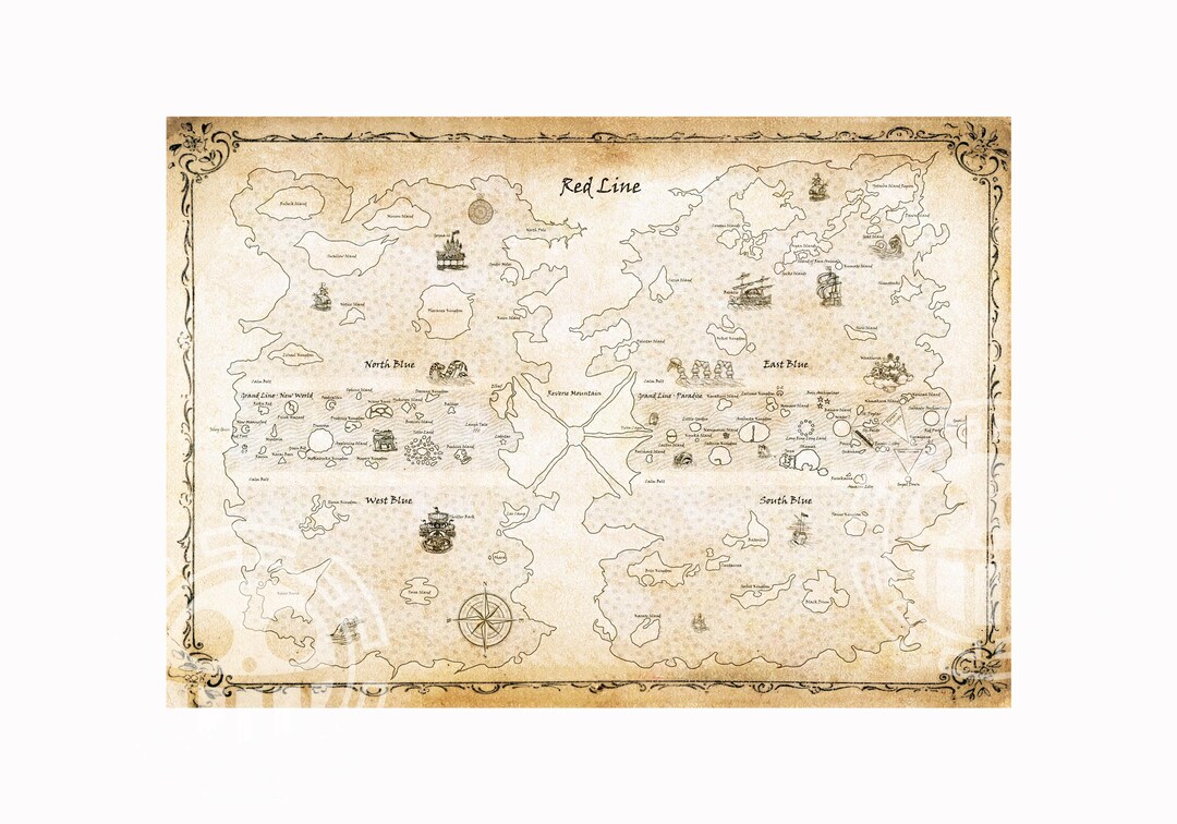 Anime One Piece World Map, Canvas Map, World Map, Canvas Scroll ...