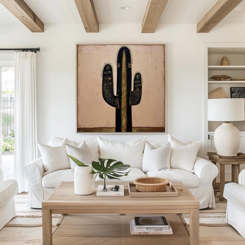 Western Wall Art Prints: Boho Desert Cactus, Neutral Earth Tones ...
