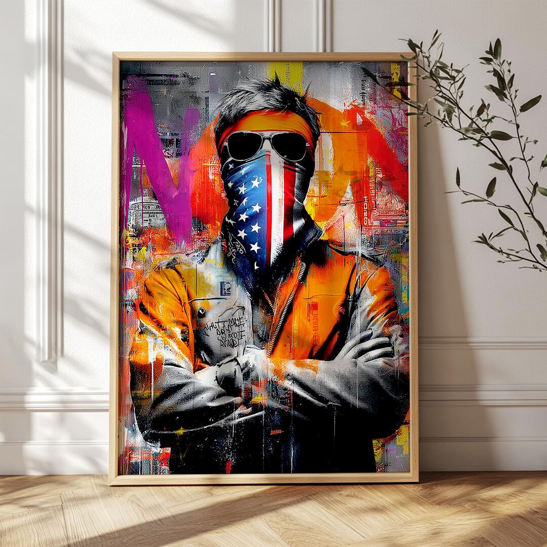 Wall Art Pop Art Poster, Edgy Military Jacket Portrait (urban Graffiti ...