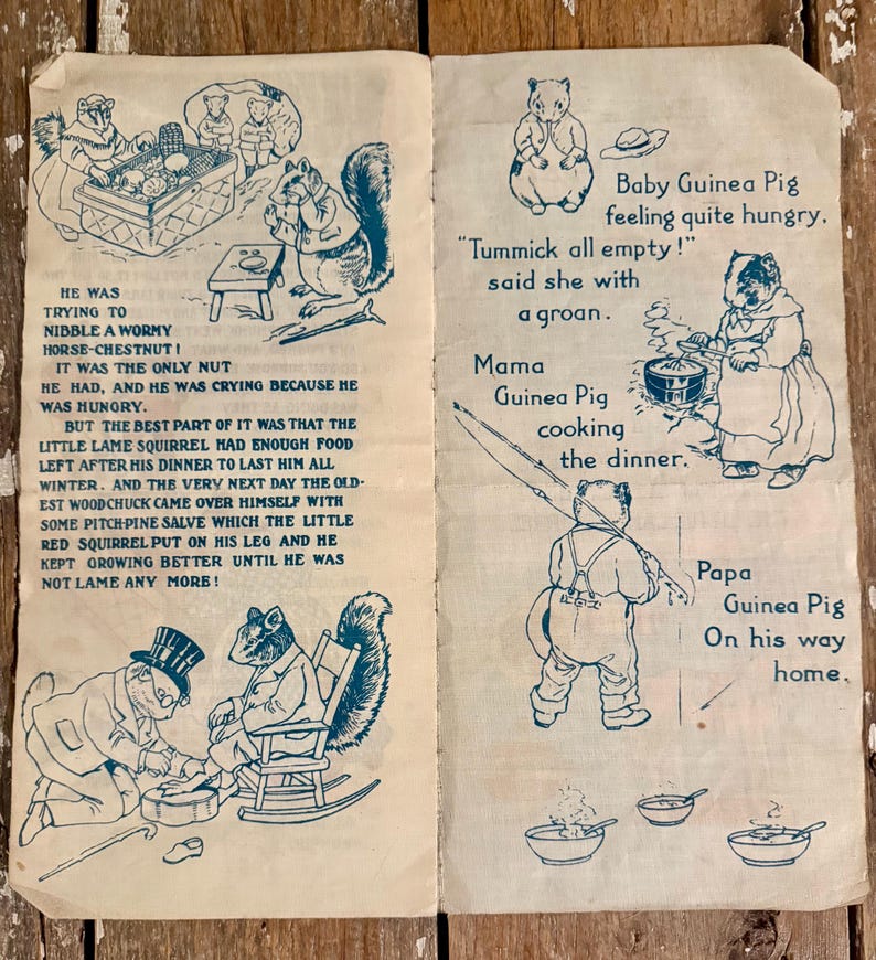Antique 1910, Children's Cloth Book - the Little Lame Squirrel - Etsy