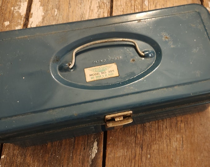 Vintage Union Blue Steel Tool Box - Etsy