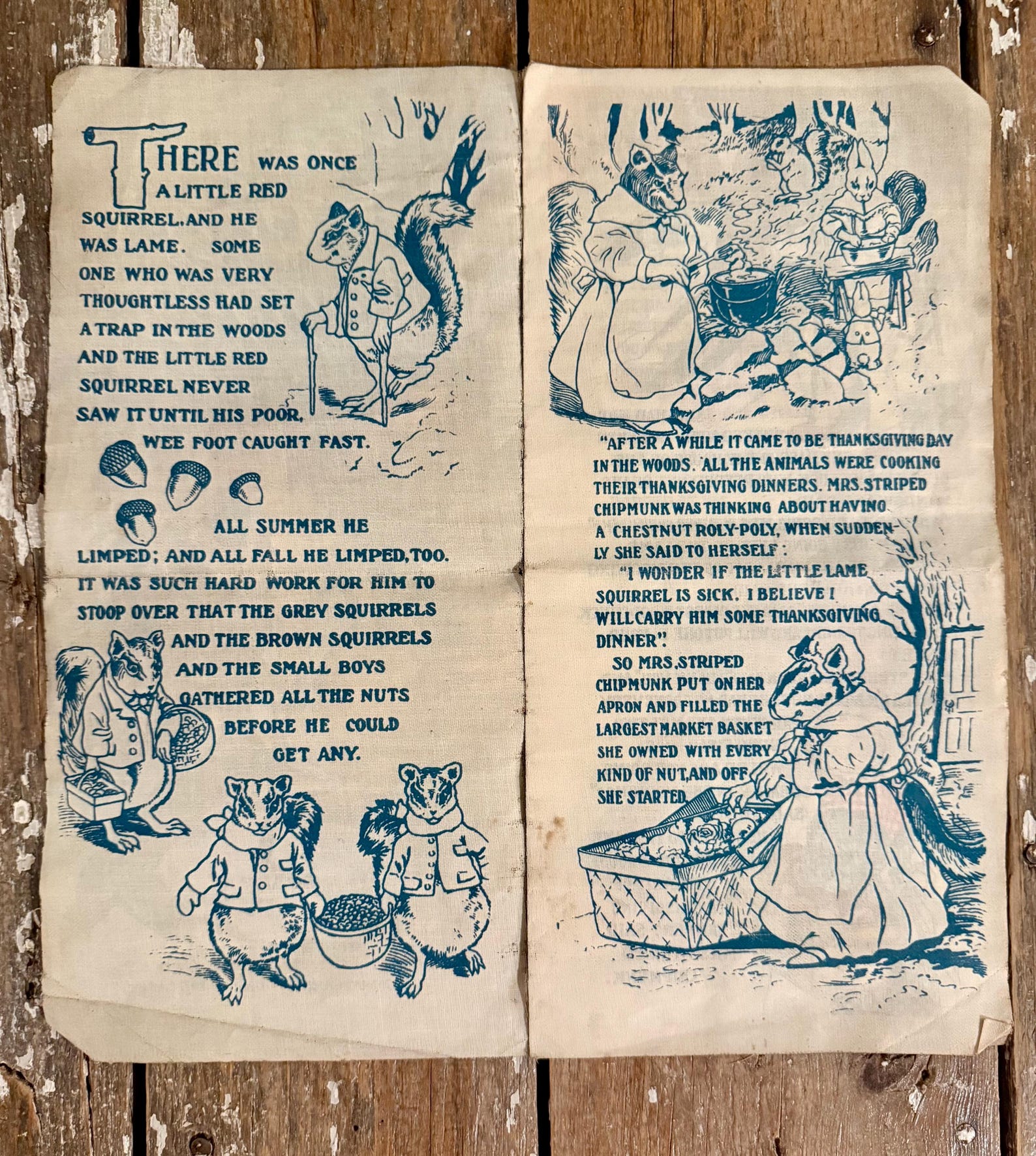 Antique 1910, Children's Cloth Book - the Little Lame Squirrel - Etsy