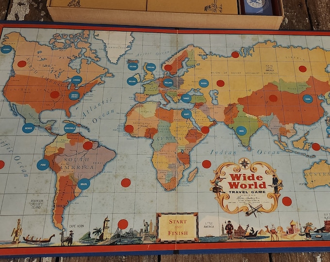 1957 Parker Brothers Wide World Board Game - Etsy