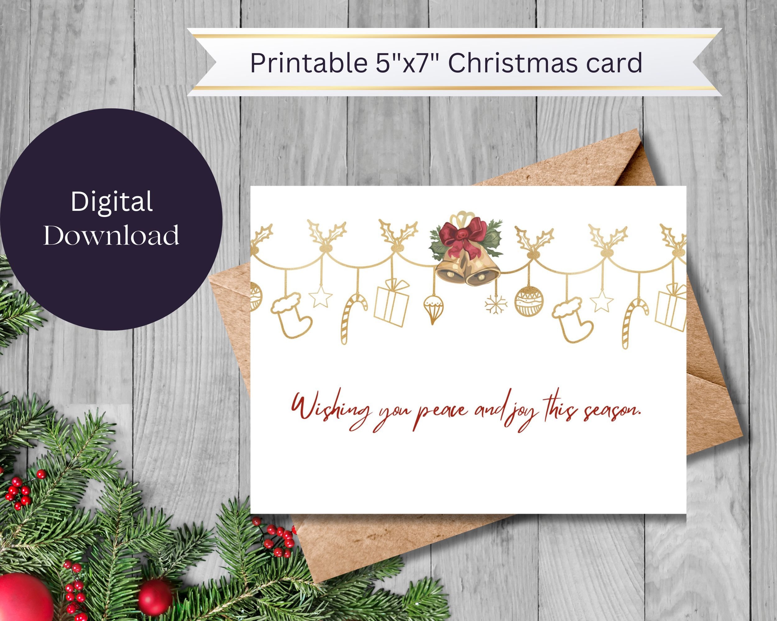 Printable Christmas Card, Printable Holiday Card, Merry Christmas Card ...