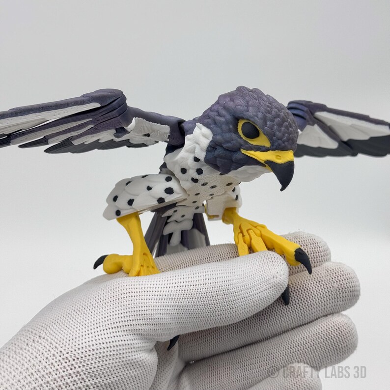 Peregrine Falcon Figurine - 3D Printed Articulating Wings - Realistic ...