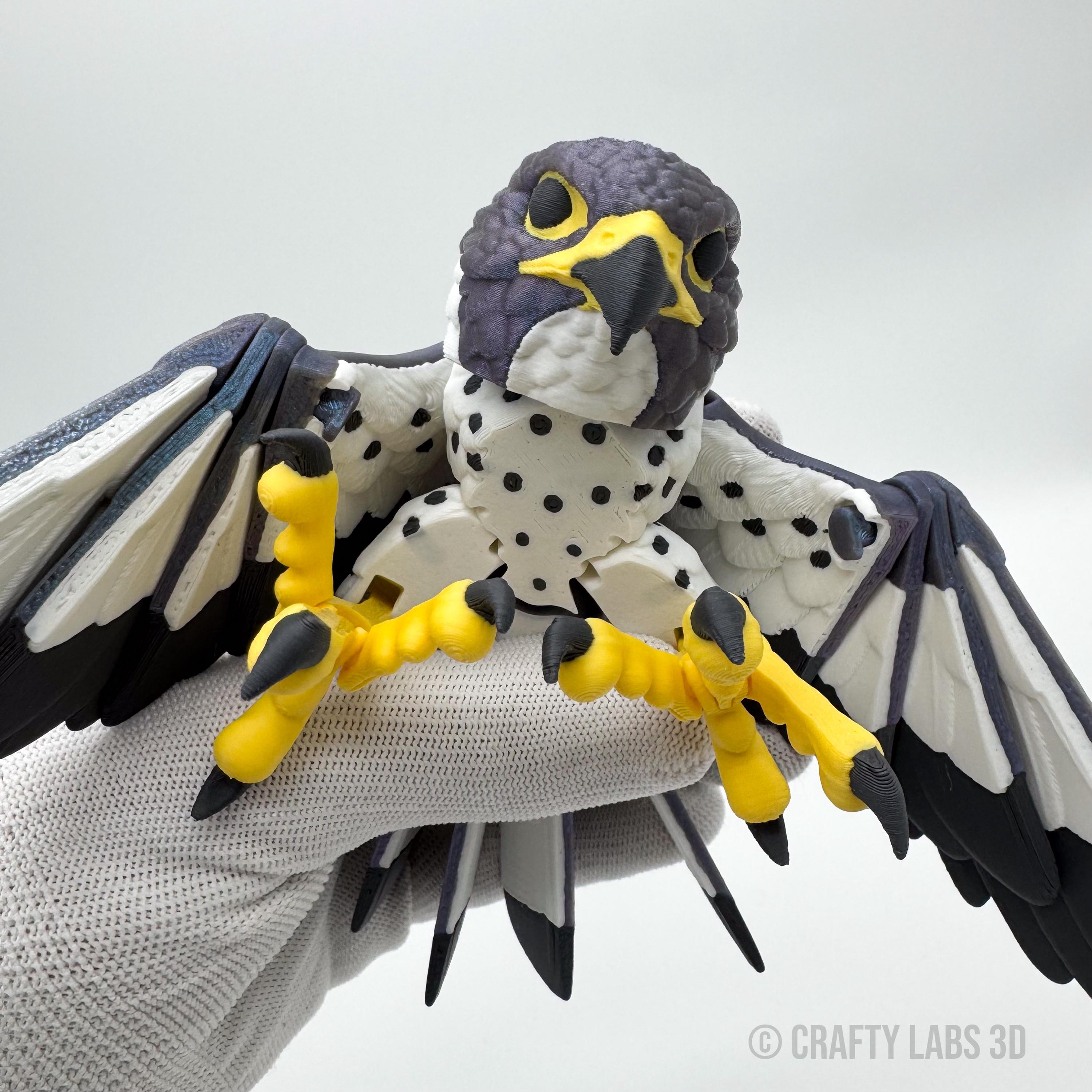 Peregrine Falcon Figurine - 3D Printed Articulating Wings - Realistic ...