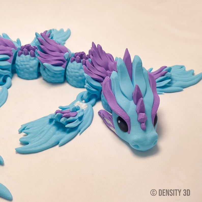 Sea Dragon Articulating 3D Printed Toy Gift Mermaid Blue Purple Ocean ...