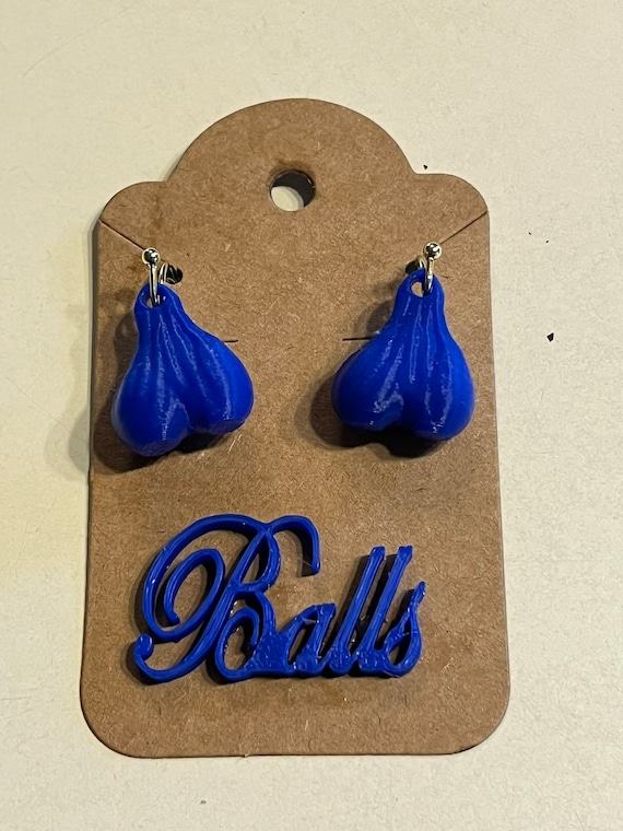 Gag Gift Blue Ball Earrings