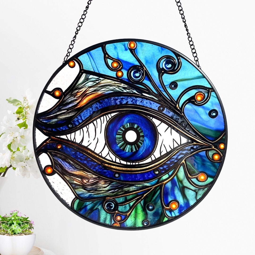 Evil Eye Stained Glass Suncatcher: Good Luck Amulet, Window Decor - Etsy