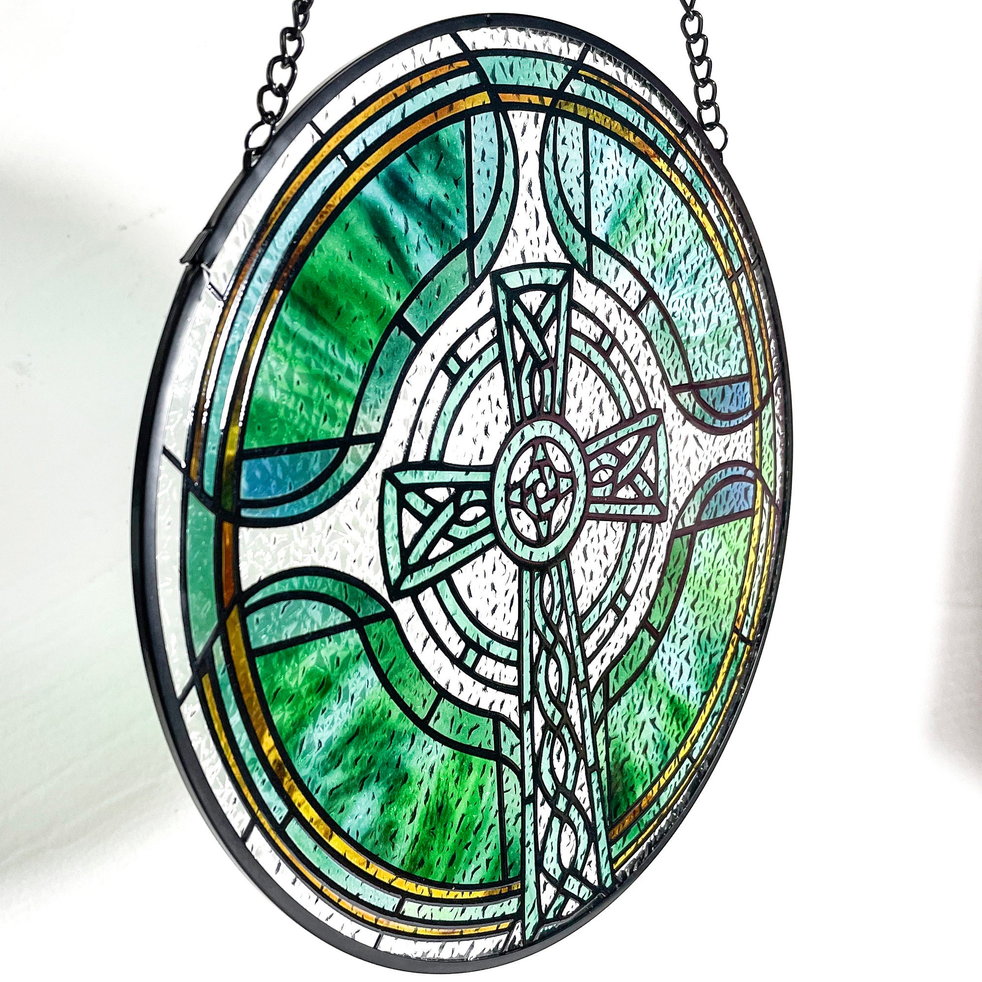 Celtic Cross Stained Glass Suncatcher, Gifts, Ireland, Wall Art, Window ...