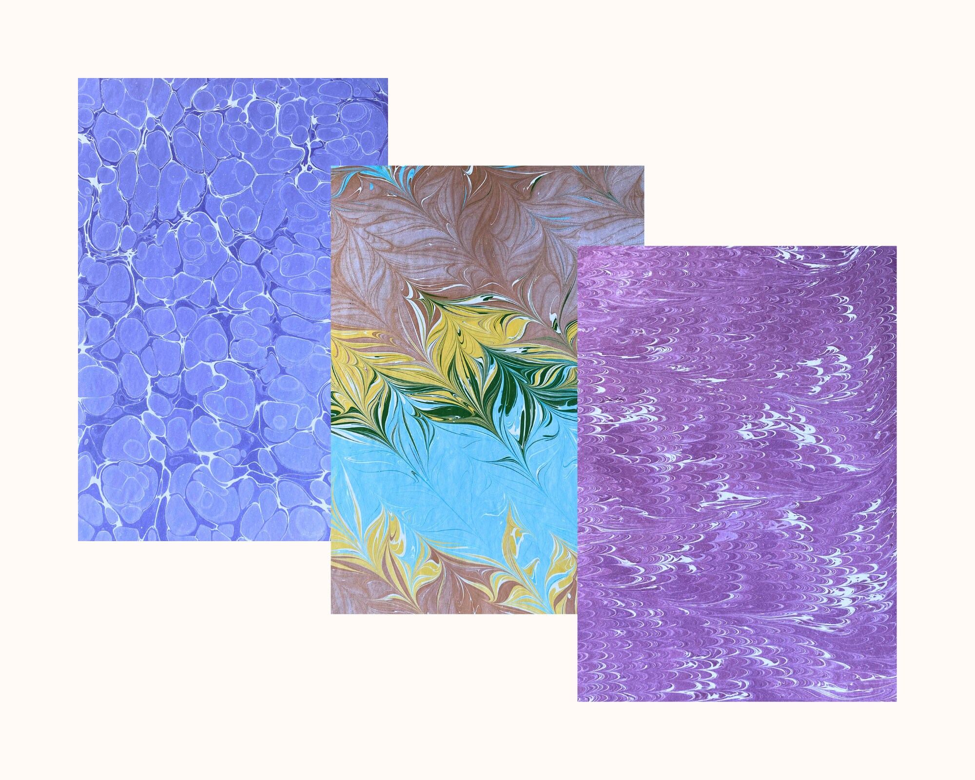 Unique Hand Marbled Papers A3 Size for Bookbinding, Decoupage ...