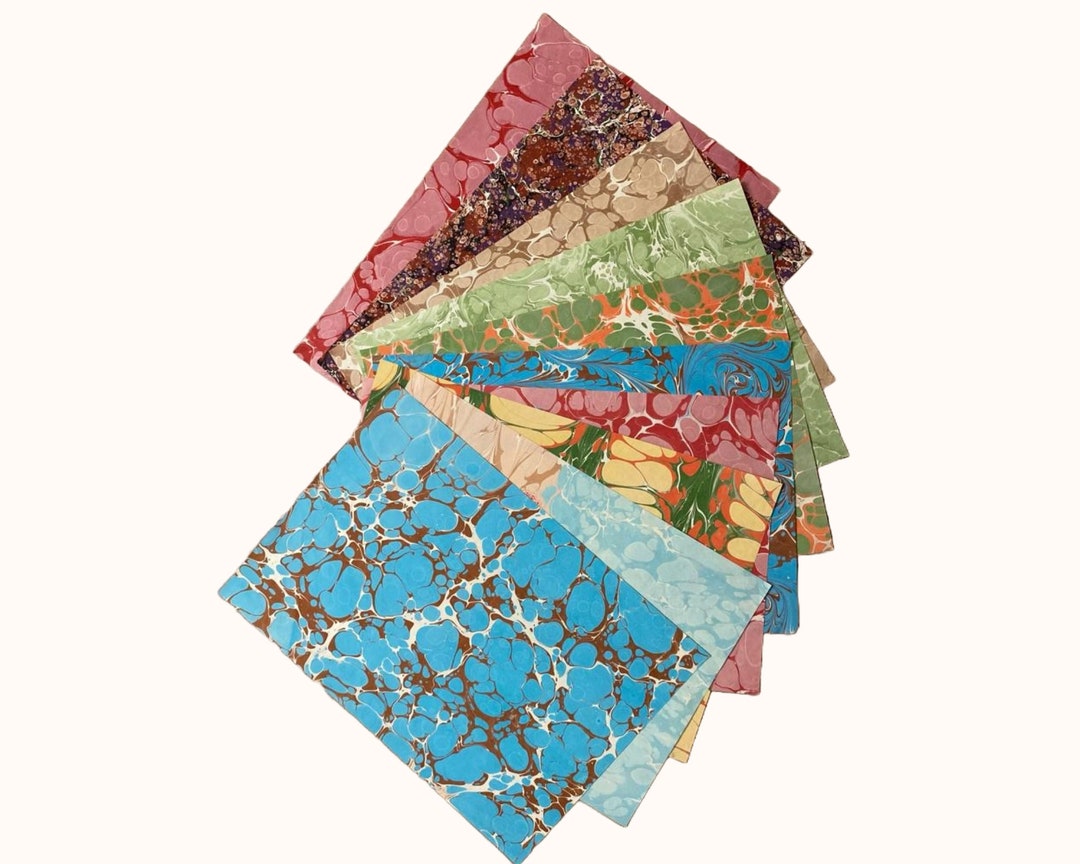 Unique Hand Marbled Papers - A3 Size- for Bookbinding, Decoupage ...