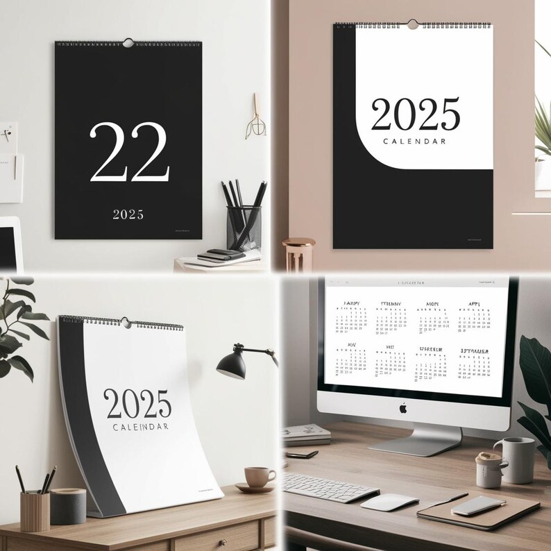 Editable Black and White 2025 Calendar | Minimalist A4 Printable ...