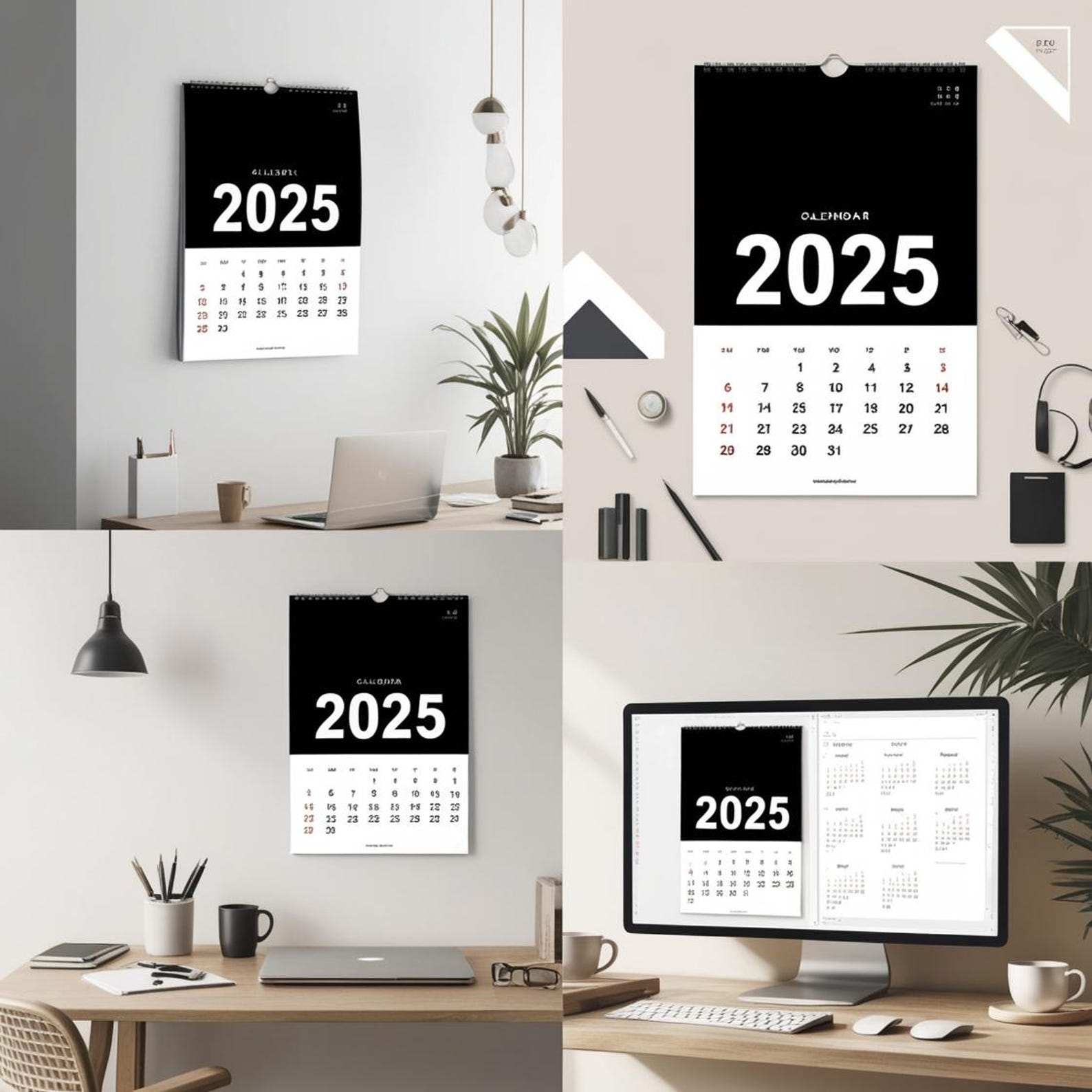 Editable Black and White 2025 Calendar | Minimalist A4 Printable ...