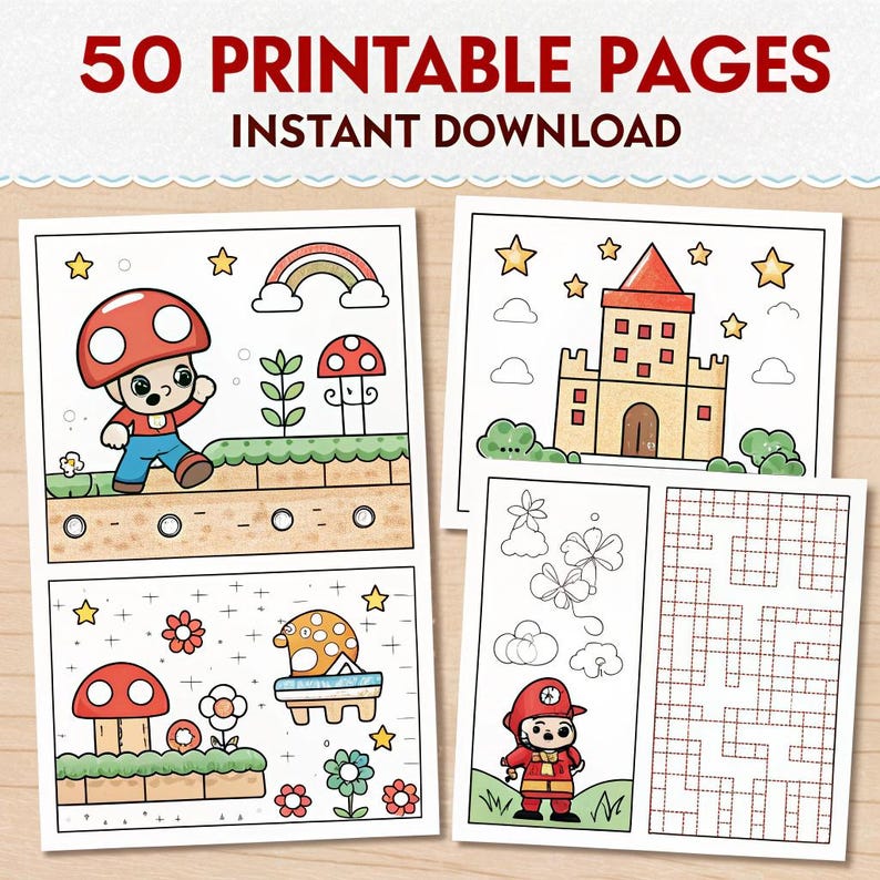 Super Mario Coloring Book PDF Download, 50 Printable Cartoon Pages ...