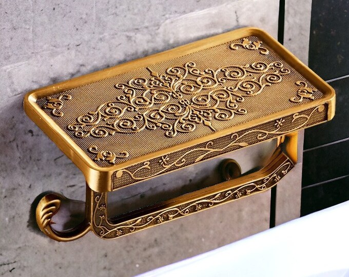 Victoriaanse koperen toiletrolhouder oude zware vintage stijl ...