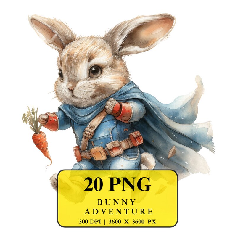 20 Carrot Bunnies Adventure PNG Superhero Bunny Sticker Rabbit Nursery ...