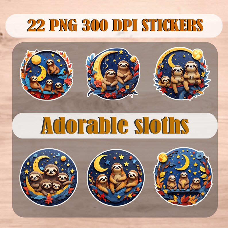 Adorable Sloths Sticker Sticker Png Bundle Printable Stickers