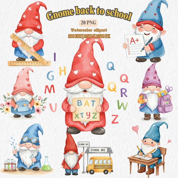 School Gnome - Etsy
