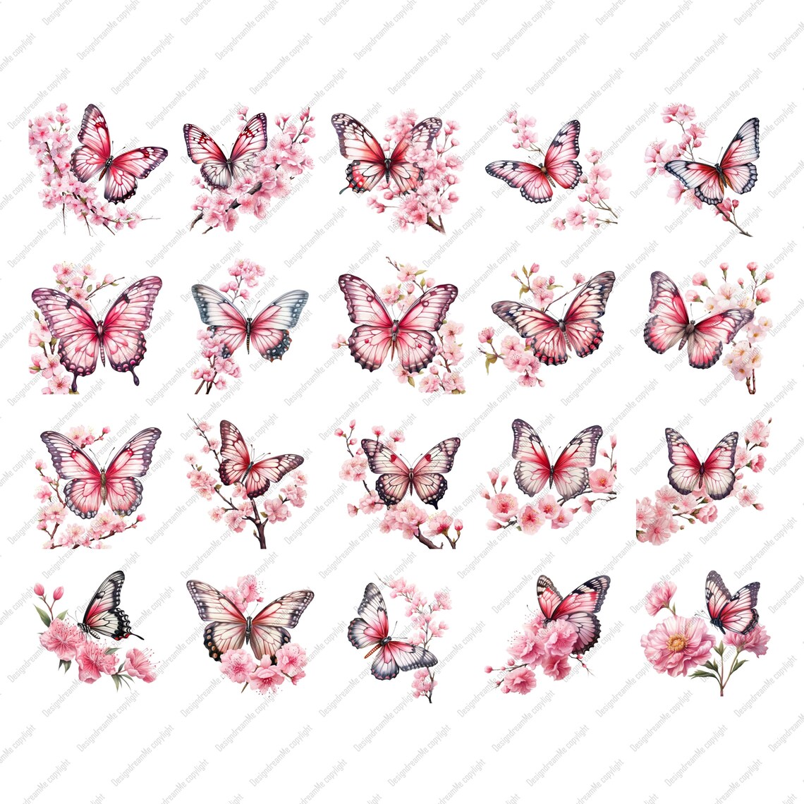 Pink Butterfly Flowers Clipart PNG, Butterflies Clipart, Pink Flowers ...