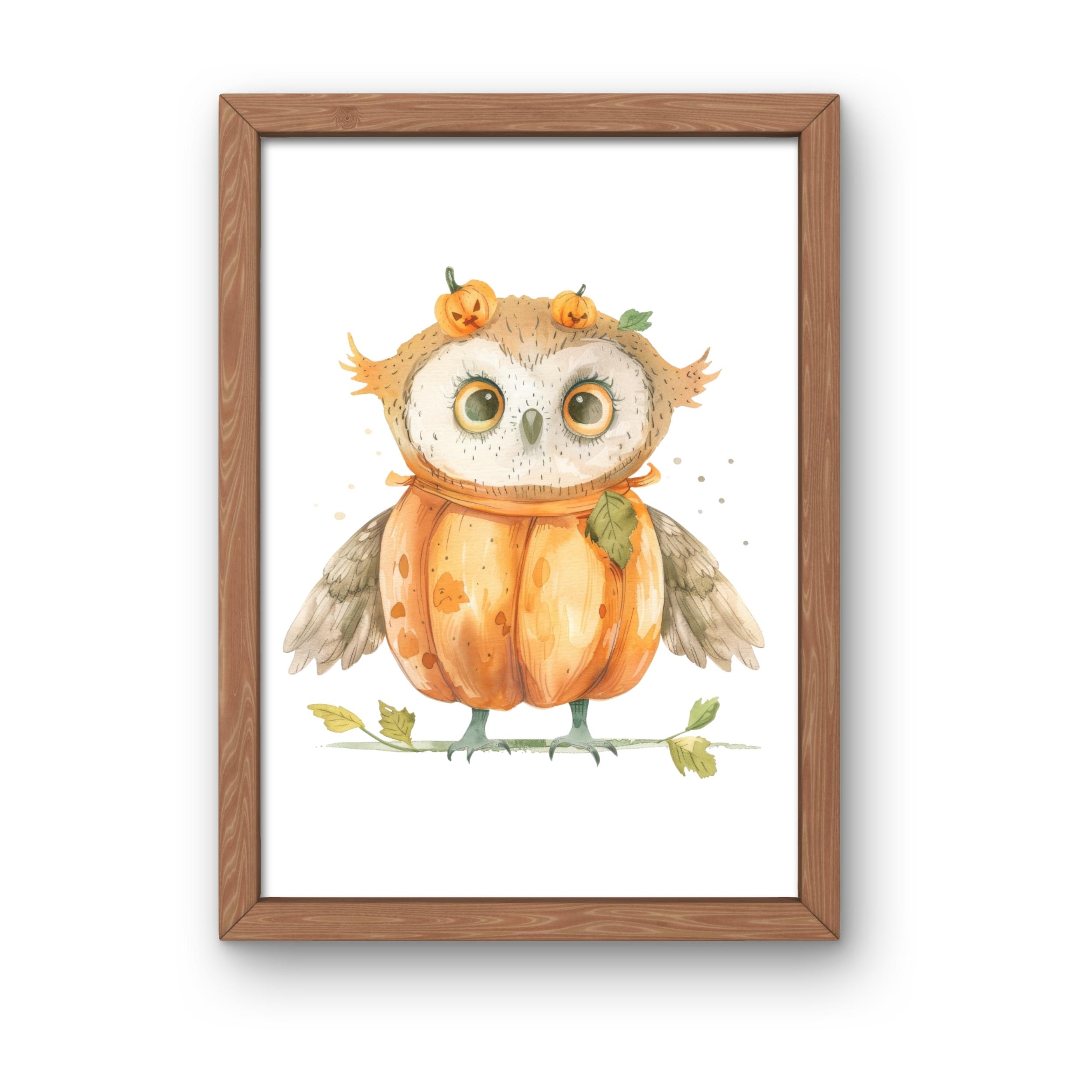 Cute Halloween Owl Clipart Bundle, Watercolor Pumpkin Owls, Fall Autumn ...