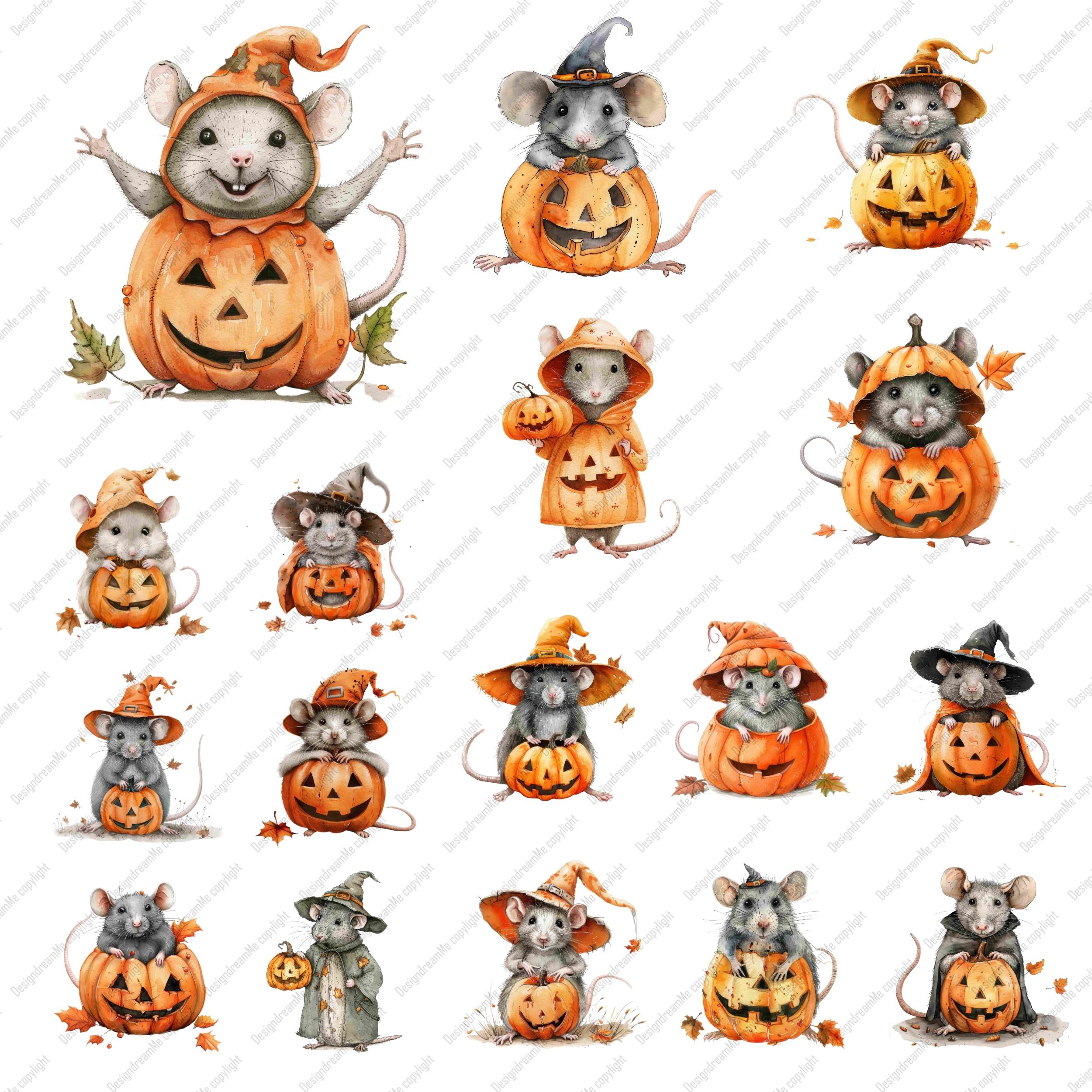 Adorable Halloween Mice Clipart Bundle - Cute Watercolor Mice in ...