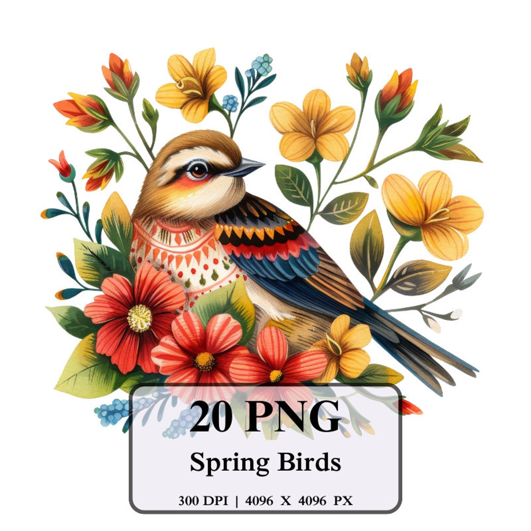 Cute Spring Birds With Flowers, Cute Birds Clipart Png, Scrapbooking ...