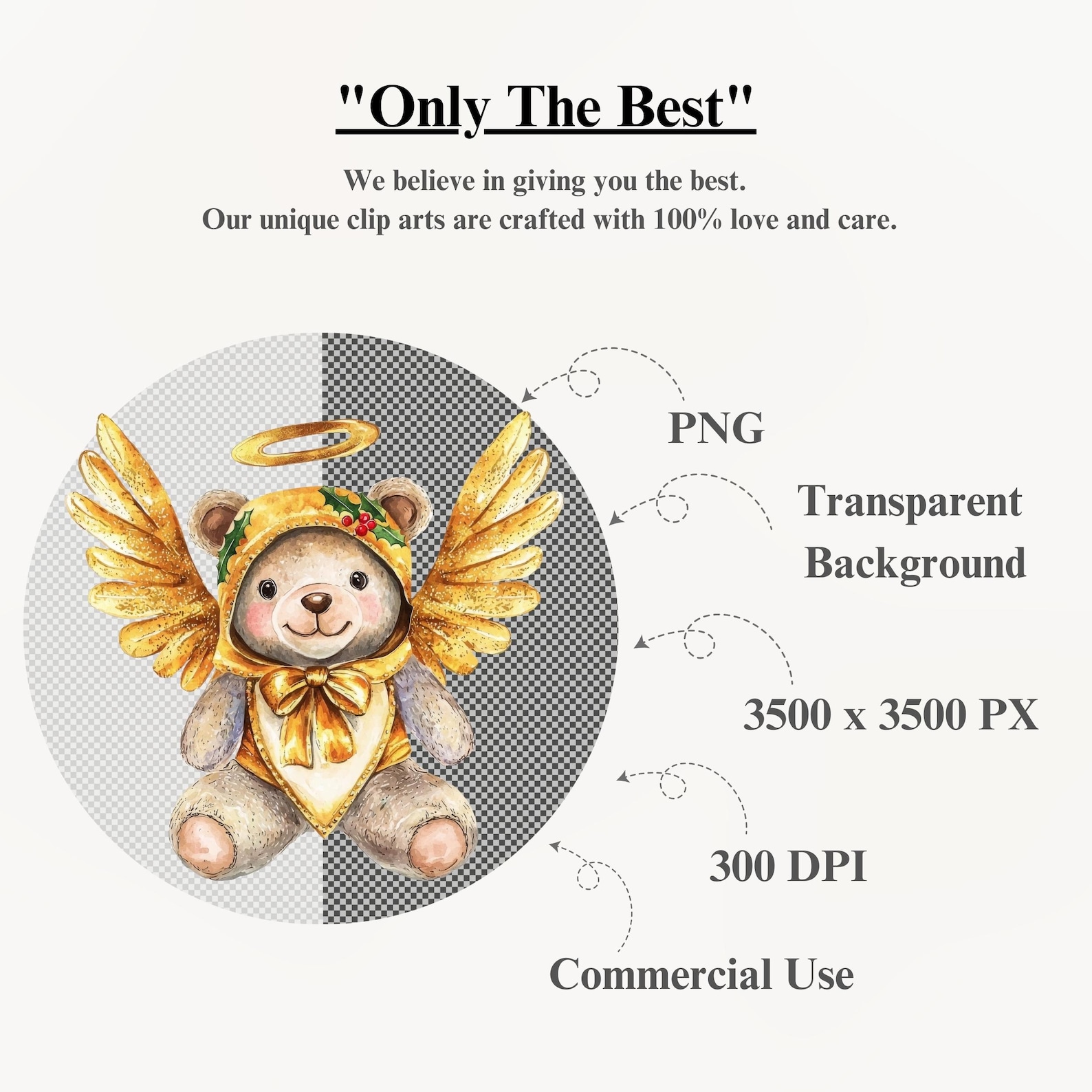 Watercolor Teddy Bear Angel Clipart Set, 35 PNG Angelic Teddy Bear ...