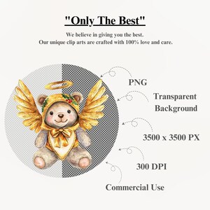 Watercolor Teddy Bear Angel Clipart Set, 35 PNG Angelic Teddy Bear ...