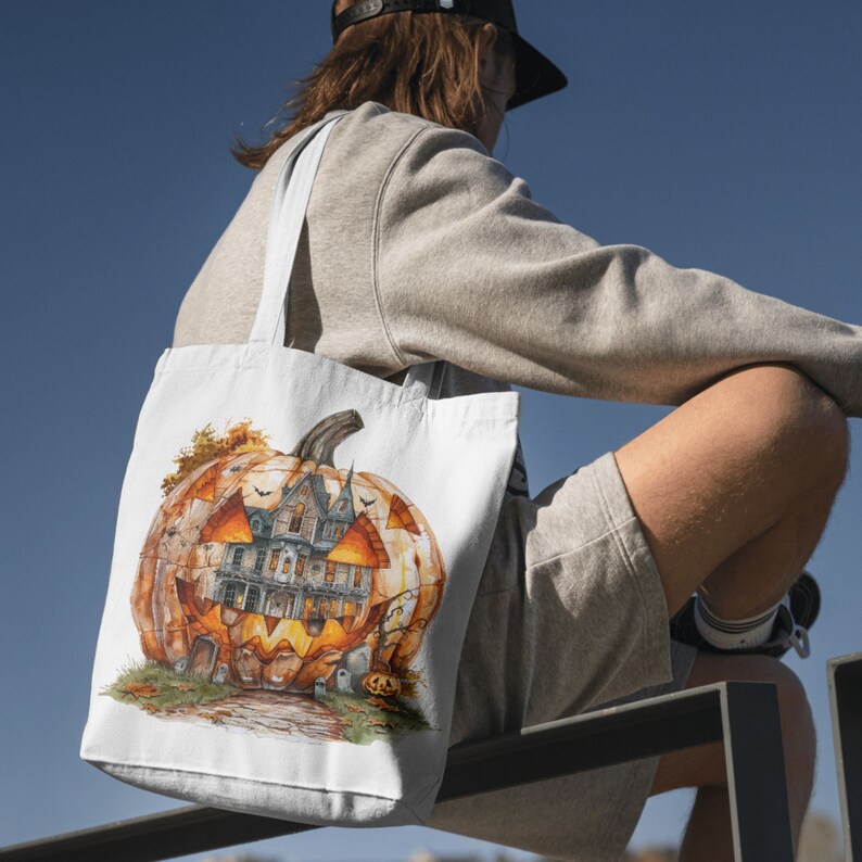 Watercolor Jack-o-lantern Haunted House Clipart Set, 24 PNG Files for ...