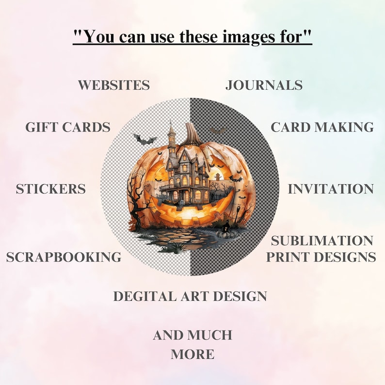 Watercolor Jack-o-lantern Haunted House Clipart Set, 24 PNG Files for ...