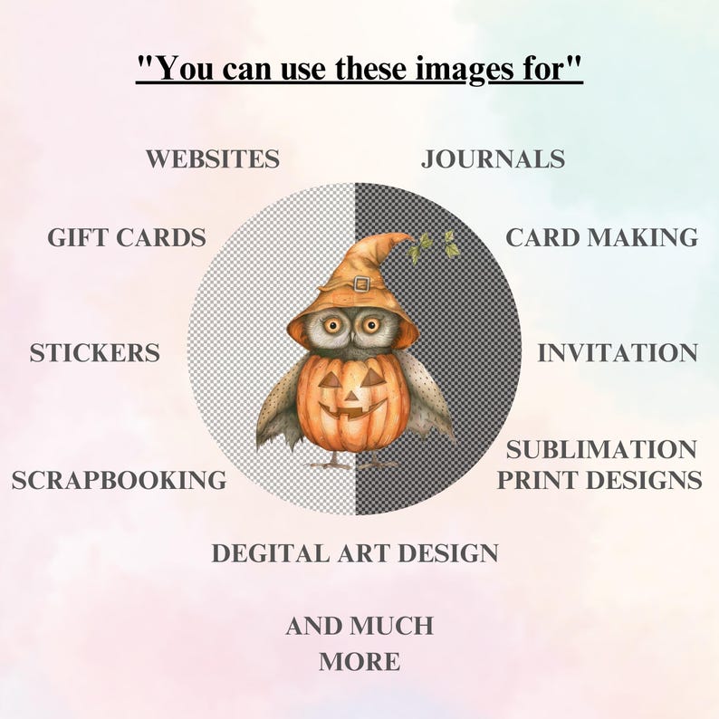 Cute Halloween Owl Clipart Bundle, Watercolor Pumpkin Owls, Fall Autumn ...