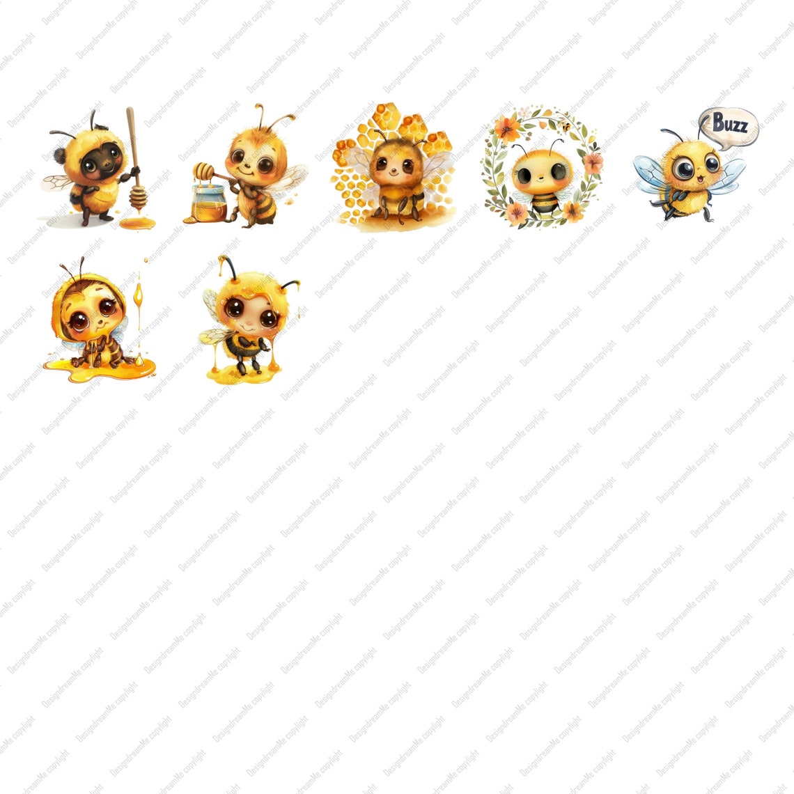 Watercolor Cute Bee Clipart Bundle, Sweet Bees Clipart Bundle, Cute ...