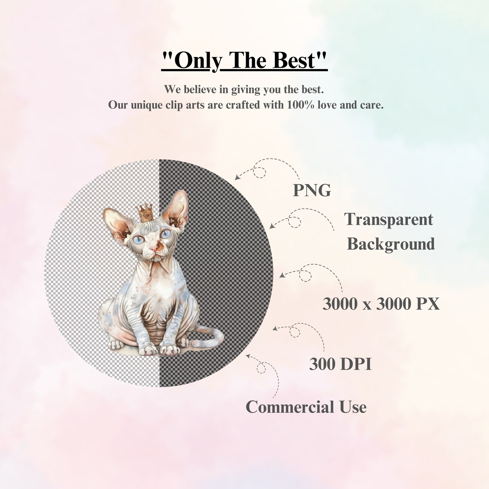 Devon Rex Cat Clipart Bundle PNG, Watercolor Cat Clipart, Cat Lover ...