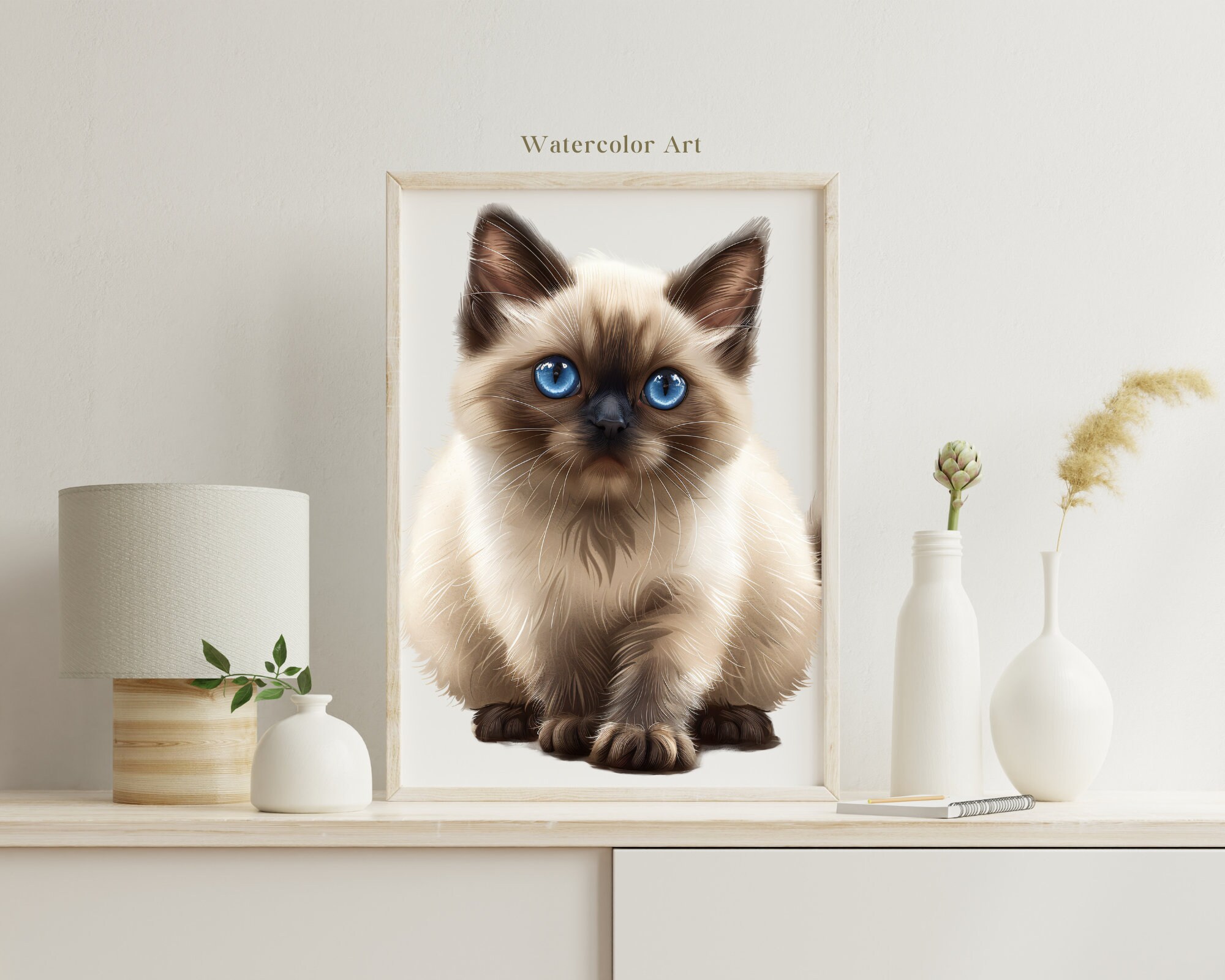 Watercolor Chubby Siamese Cat Clipart, Instant Download, Animals, Cute ...