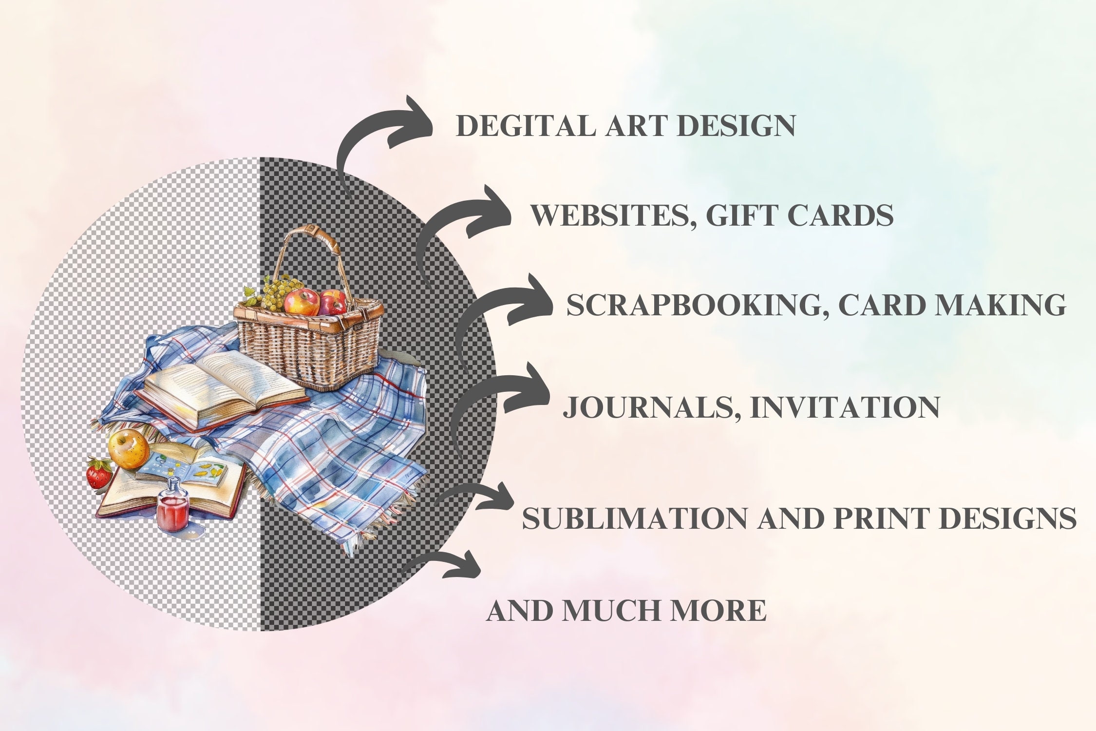 Cute Teddy Bear Picnic Clipart, Baby Shower, Watercolor Pastel Teddy ...