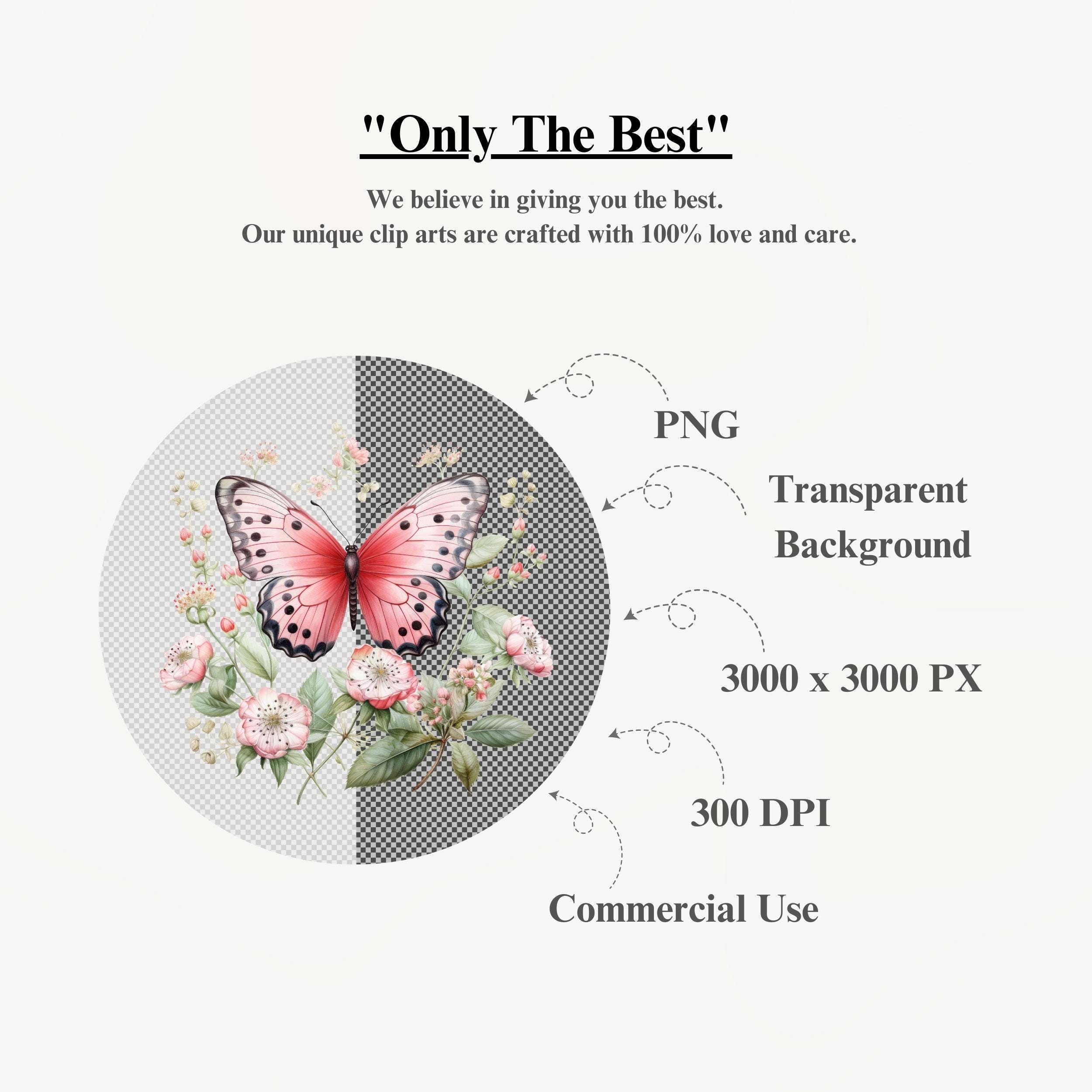 Watercolor Butterfly Flowers Clipart: Spring Floral Art (digital ...