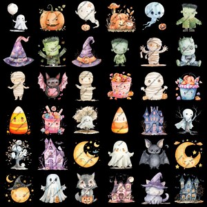 Watercolor Halloween Clipart Bundle Whimsical Halloween Cute Spooky ...