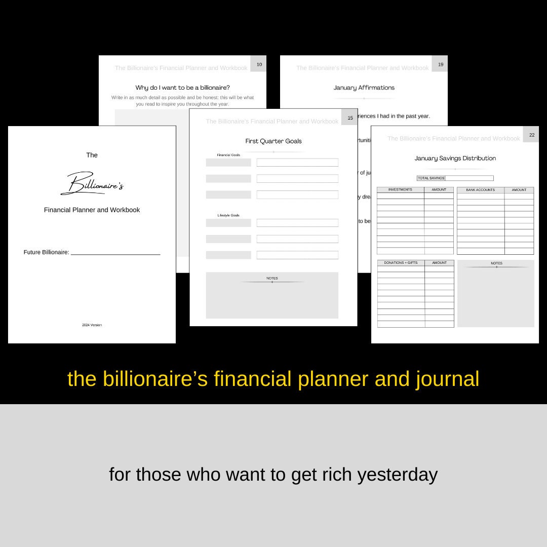 The Billionaire's Financial Planner and Workbook 2024 Version Digital ...