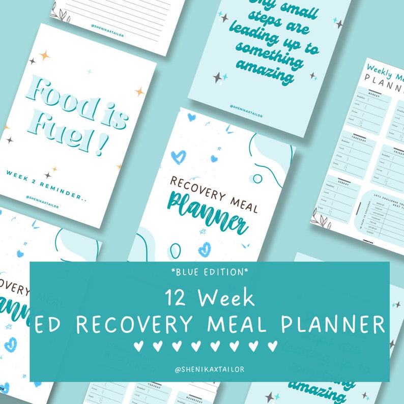 12 Week ED Recovery MEAL PLANNER Blue Edition Mental Health / Eating ...