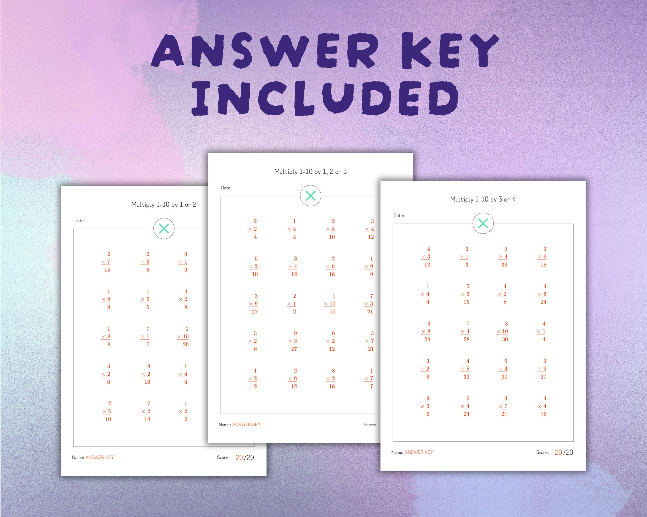 Printable Math Facts Fluency Timed Tests Facts 1-10 - Etsy